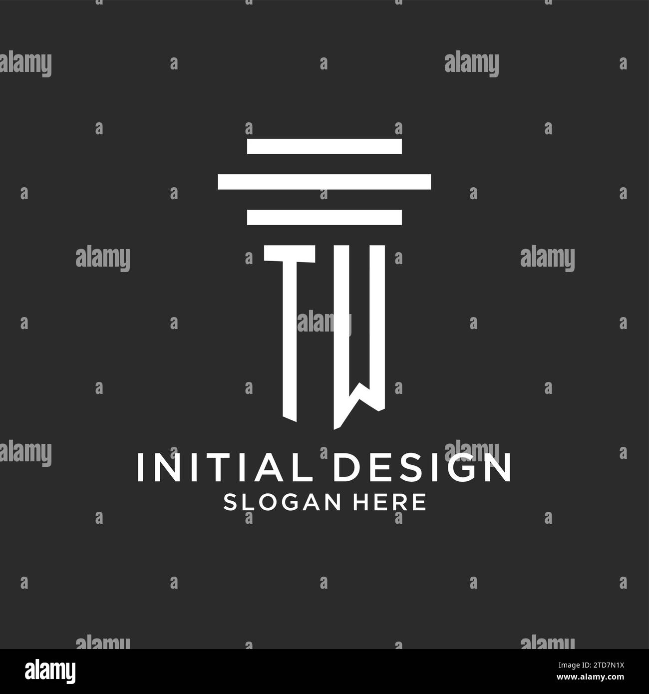 TW initials with simple pillar logo design, creative legal firm logo ...