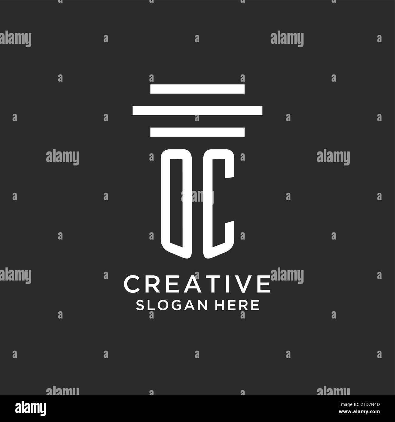 OC initials with simple pillar logo design, creative legal firm logo ...