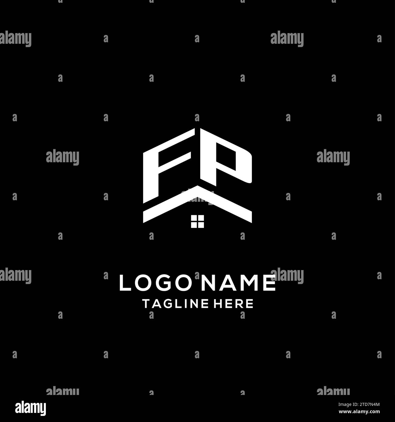 Initial FP logo with abstract home roof, simple and clean real estate ...