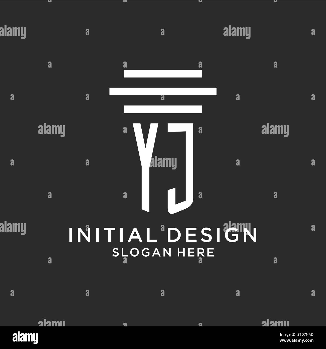 YJ initials with simple pillar logo design, creative legal firm logo ...