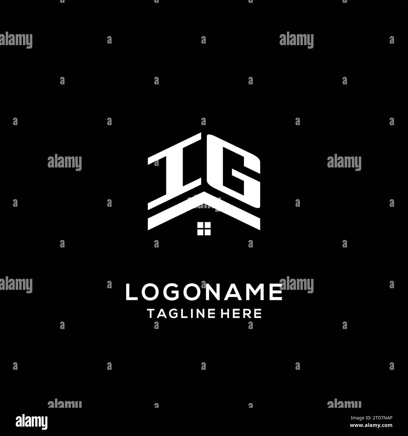 Initial IG logo with abstract home roof, simple and clean real estate ...