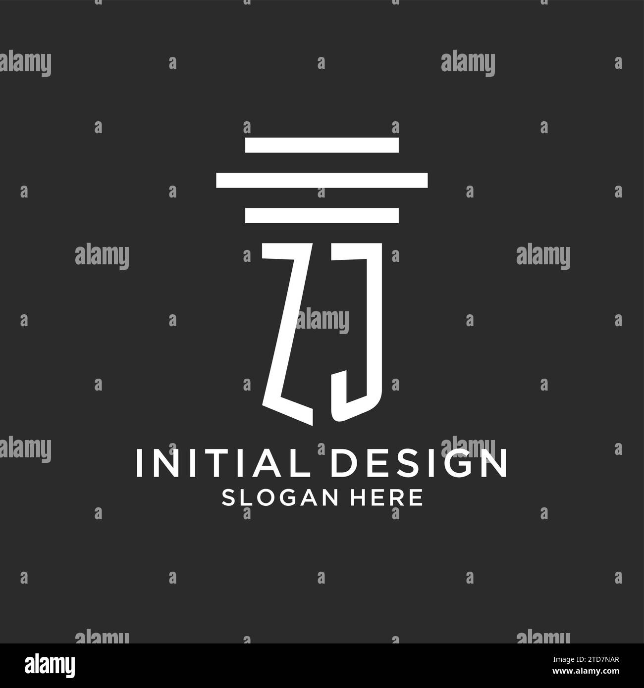 ZJ initials with simple pillar logo design, creative legal firm logo ...
