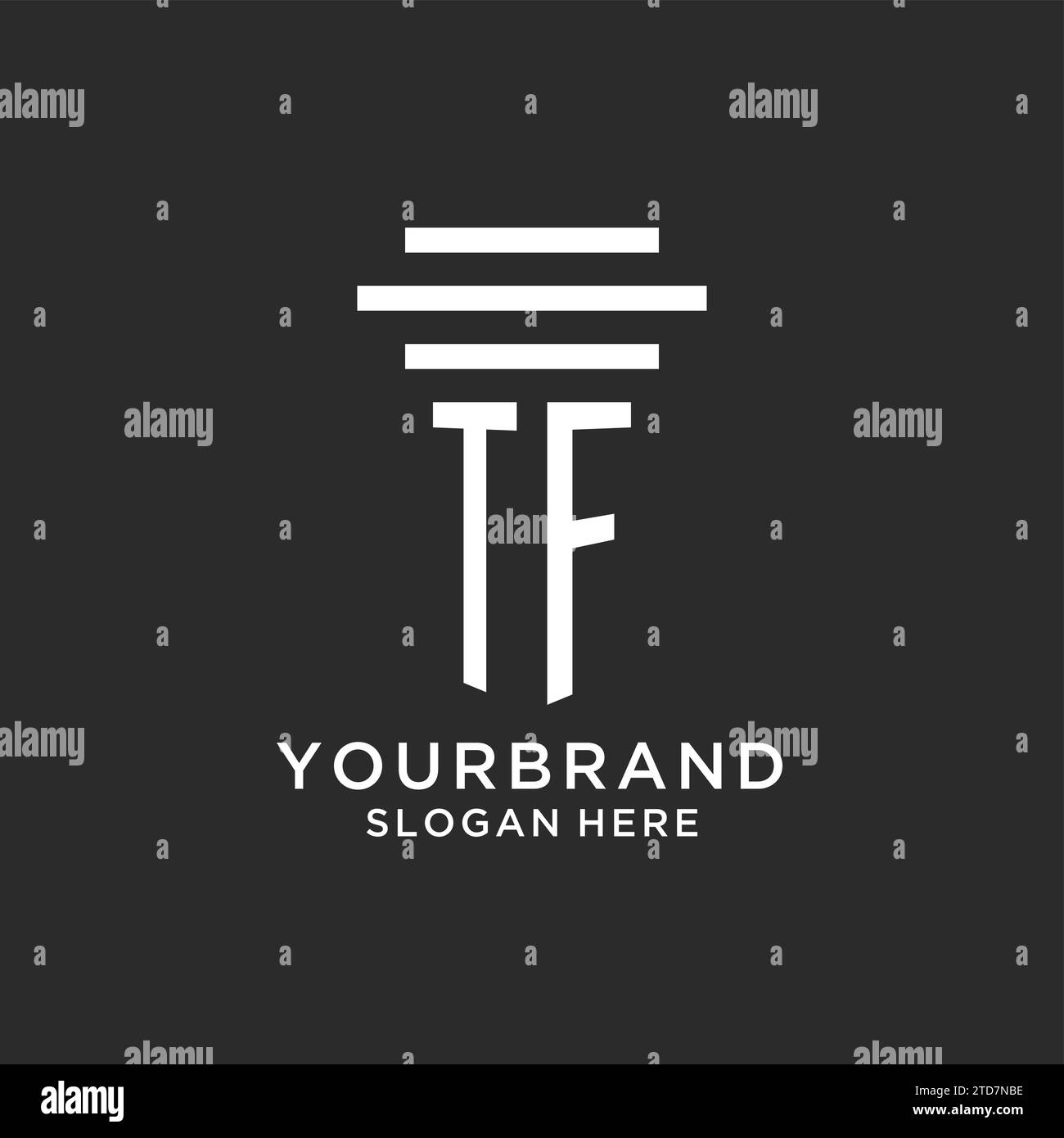TF initials with simple pillar logo design, creative legal firm logo ...