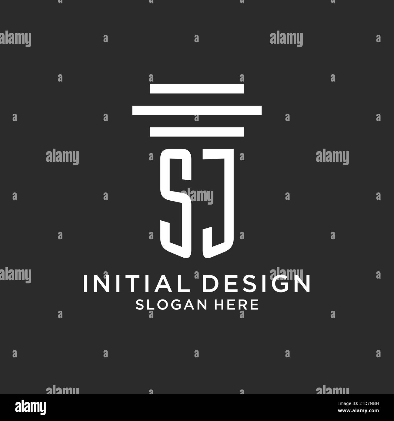 SJ initials with simple pillar logo design, creative legal firm logo ...