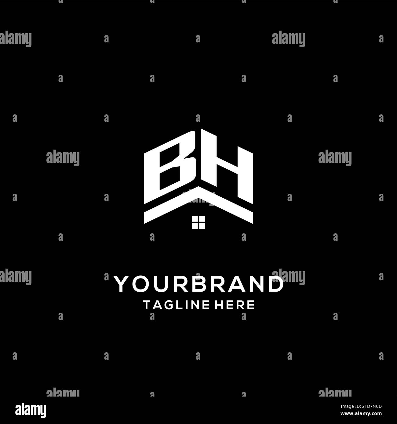 Initial BH logo with abstract home roof, simple and clean real estate ...