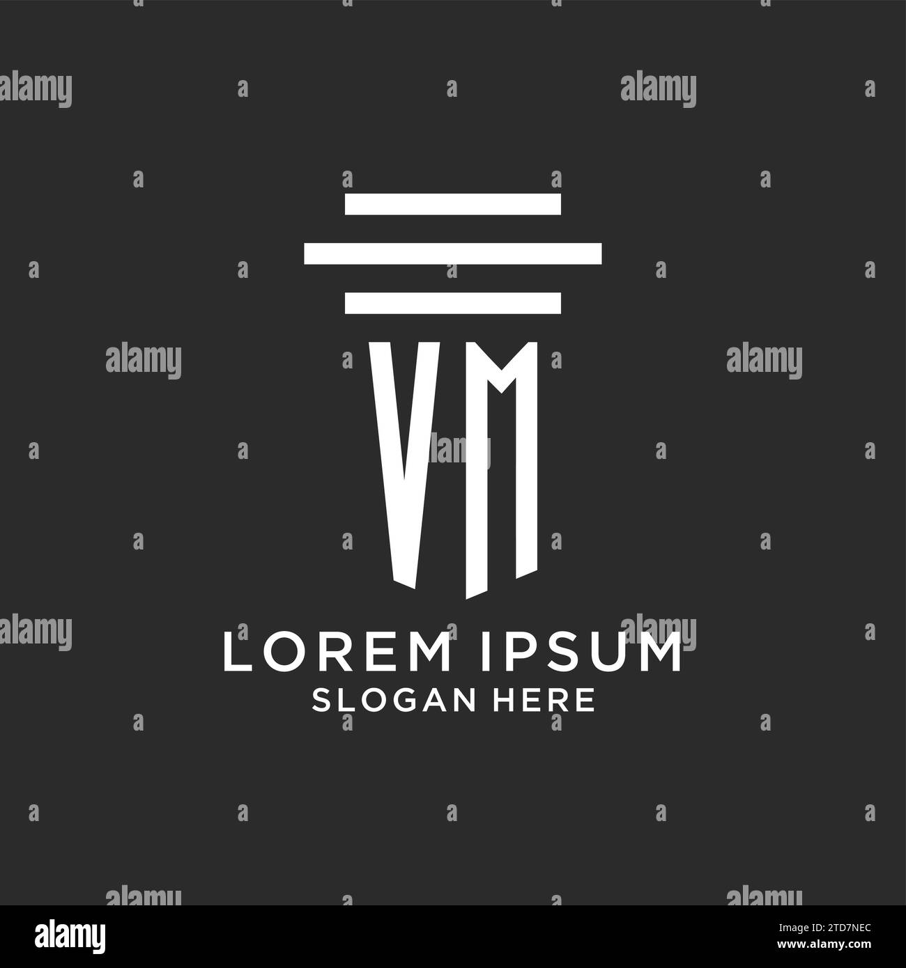 VM initials with simple pillar logo design, creative legal firm logo ...