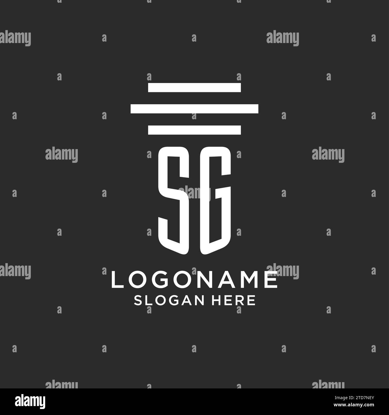 SG initials with simple pillar logo design, creative legal firm logo ...