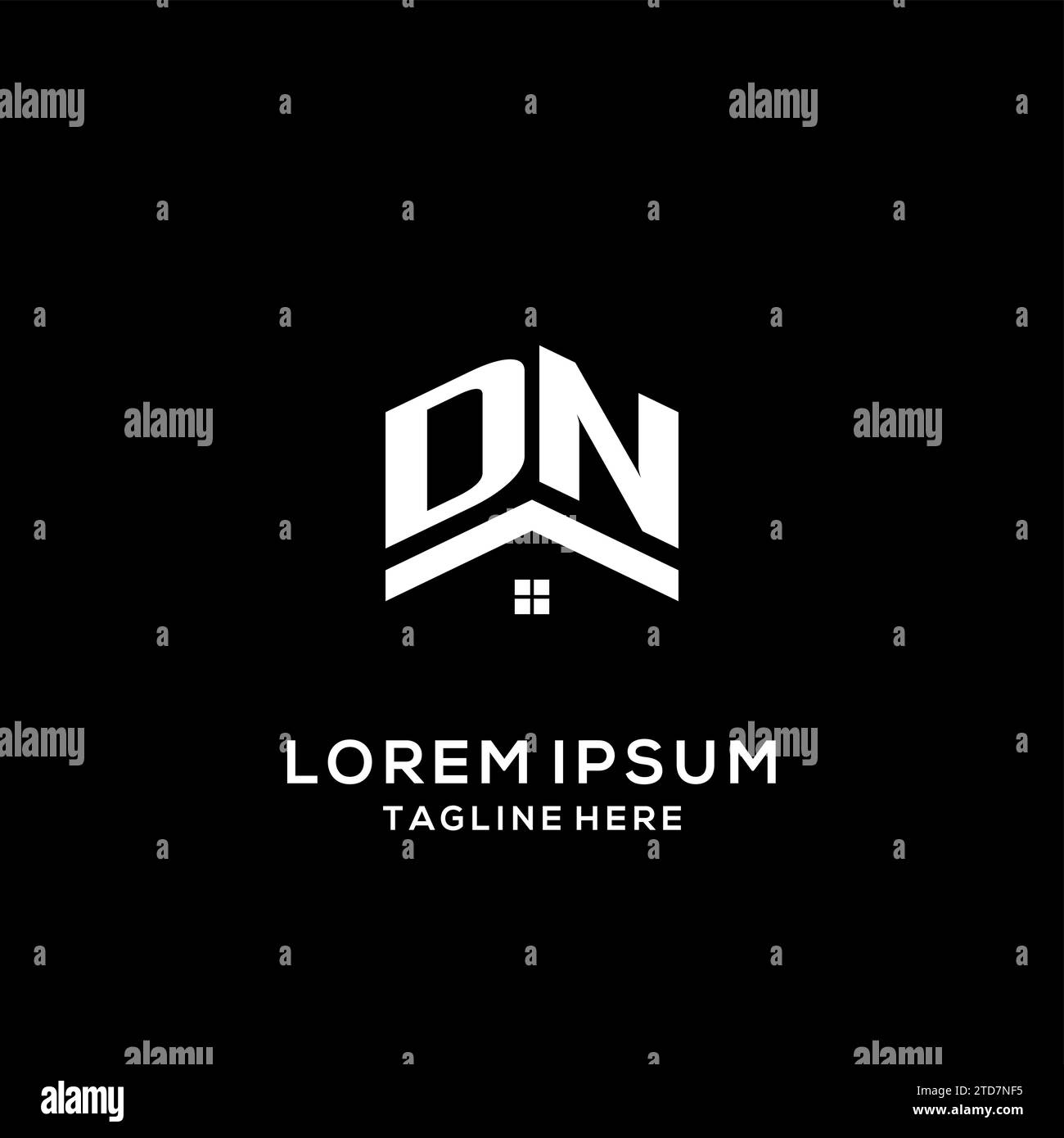 Initial DN logo with abstract home roof, simple and clean real estate ...
