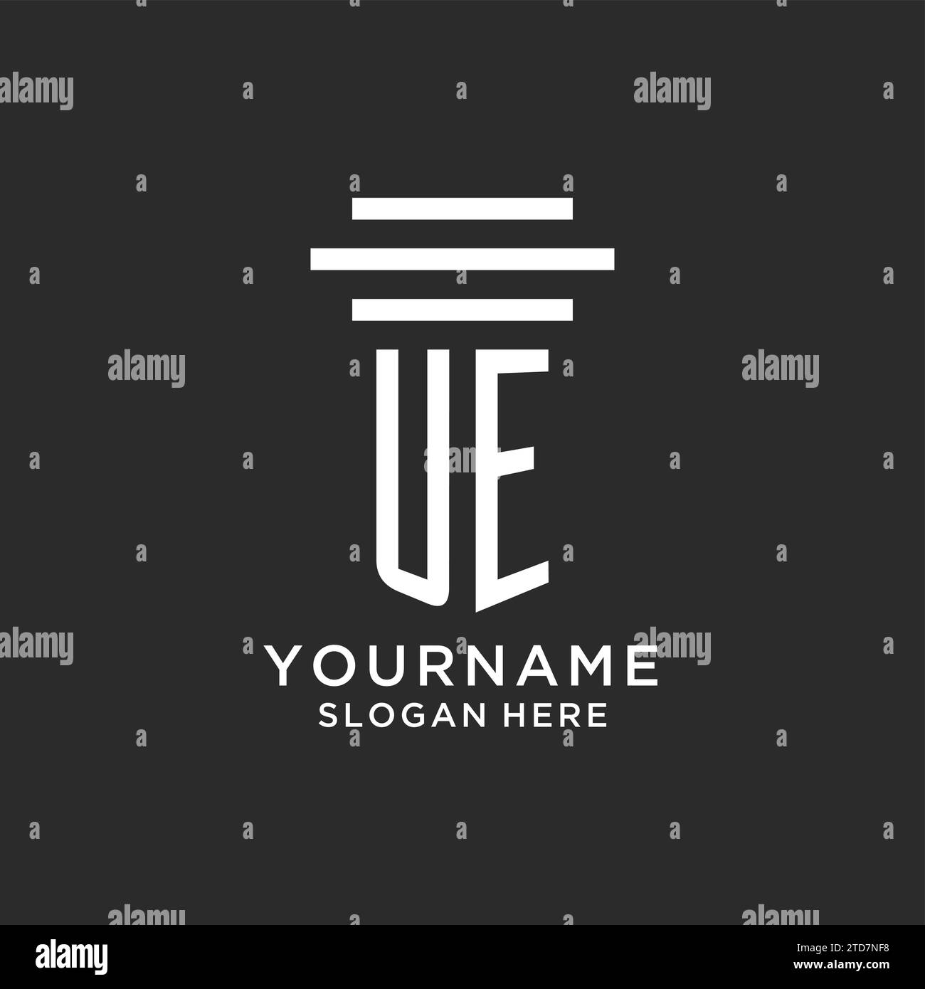 UE initials with simple pillar logo design, creative legal firm logo ...