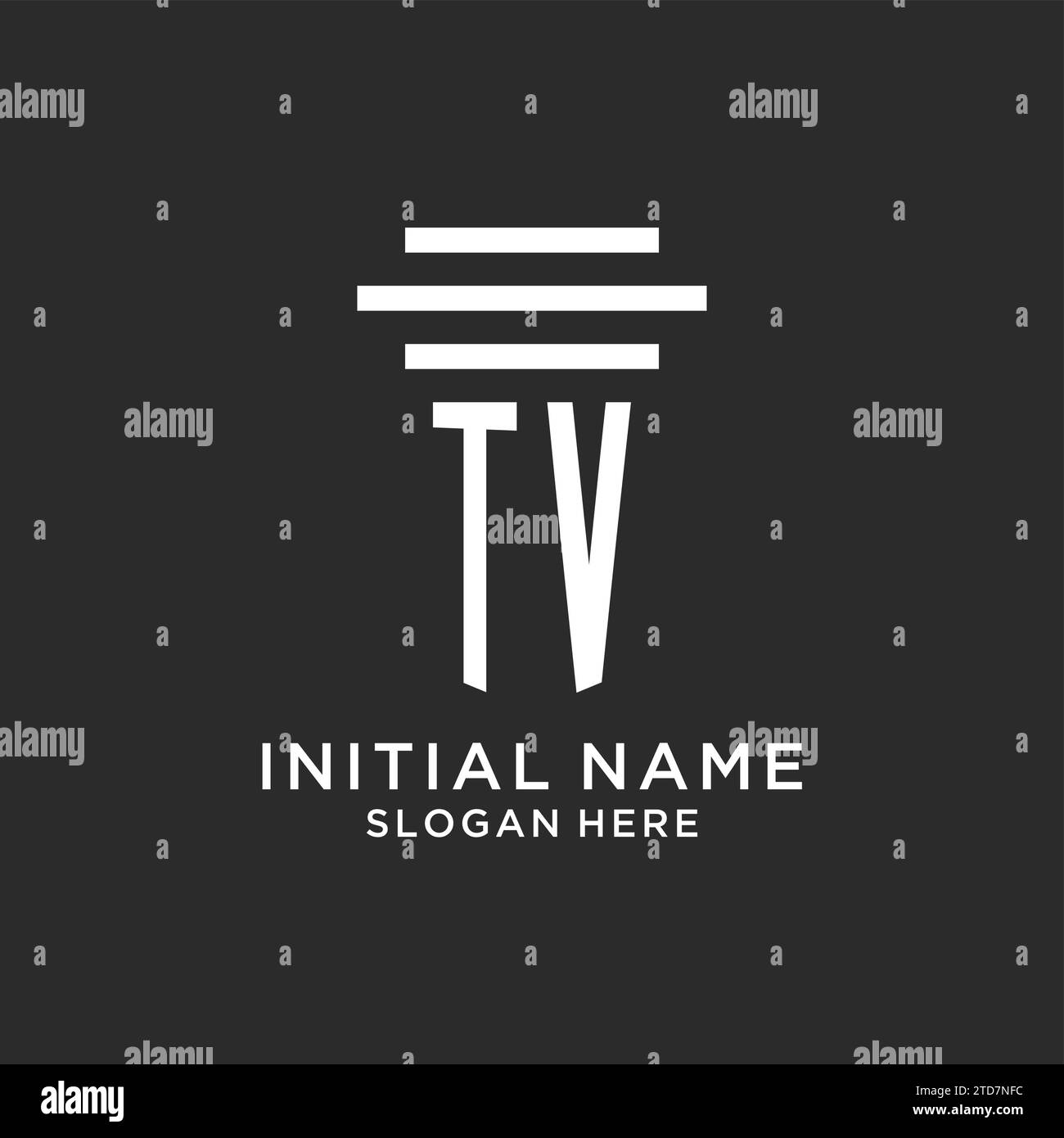 TV initials with simple pillar logo design, creative legal firm logo ...