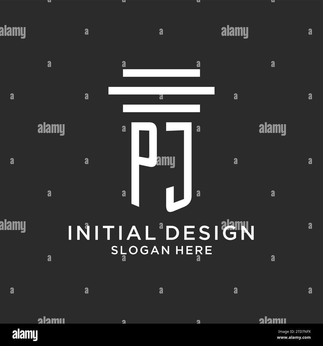 PJ initials with simple pillar logo design, creative legal firm logo ...
