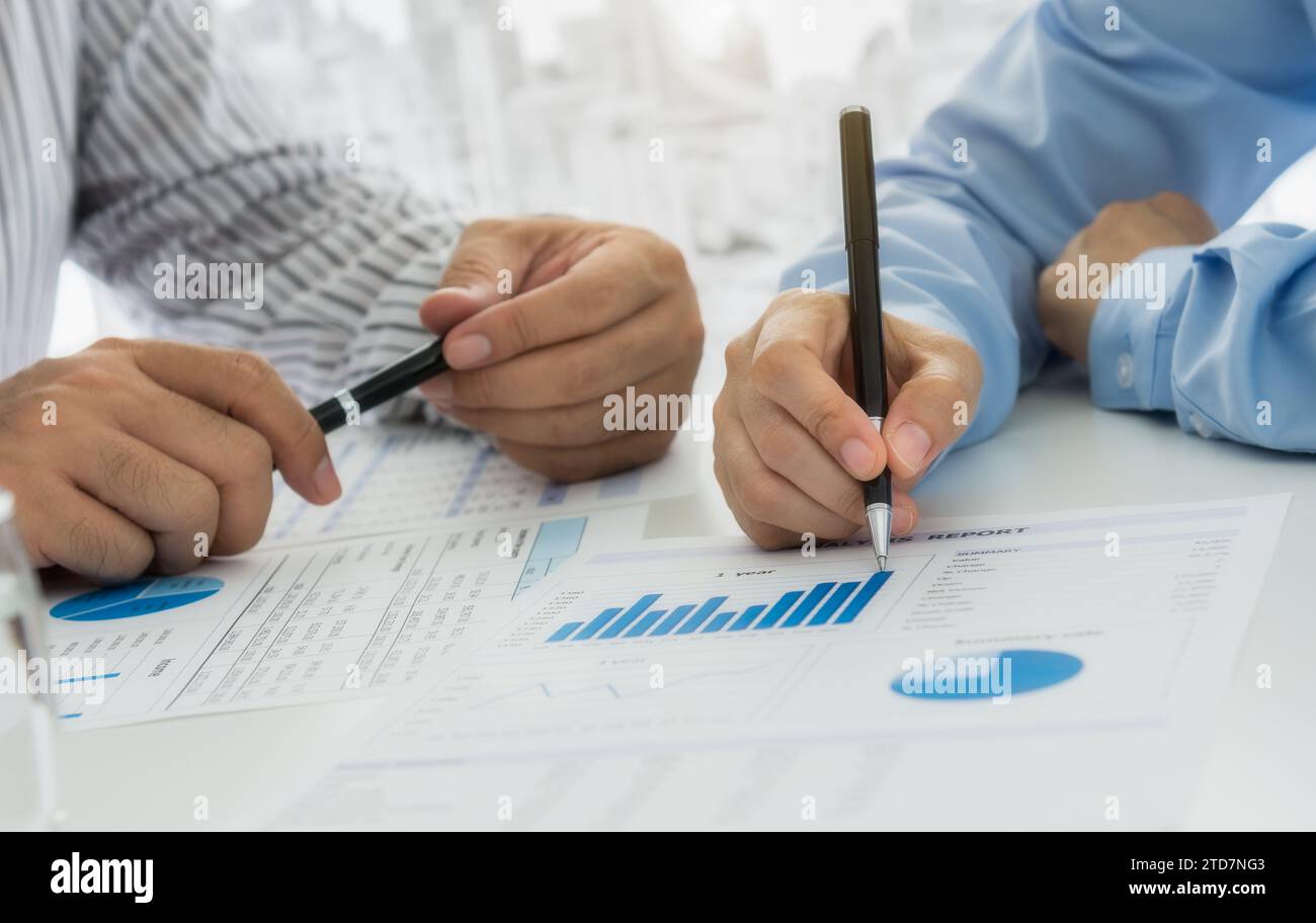 Business team meeting discussing the results operation business success ...