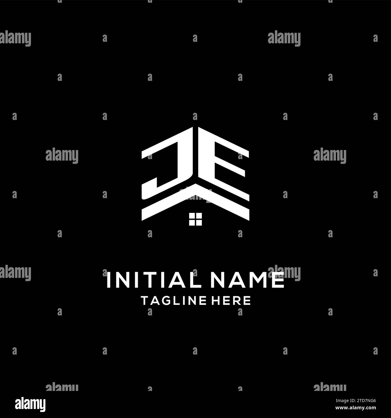 Initial JE logo with abstract home roof, simple and clean real estate ...