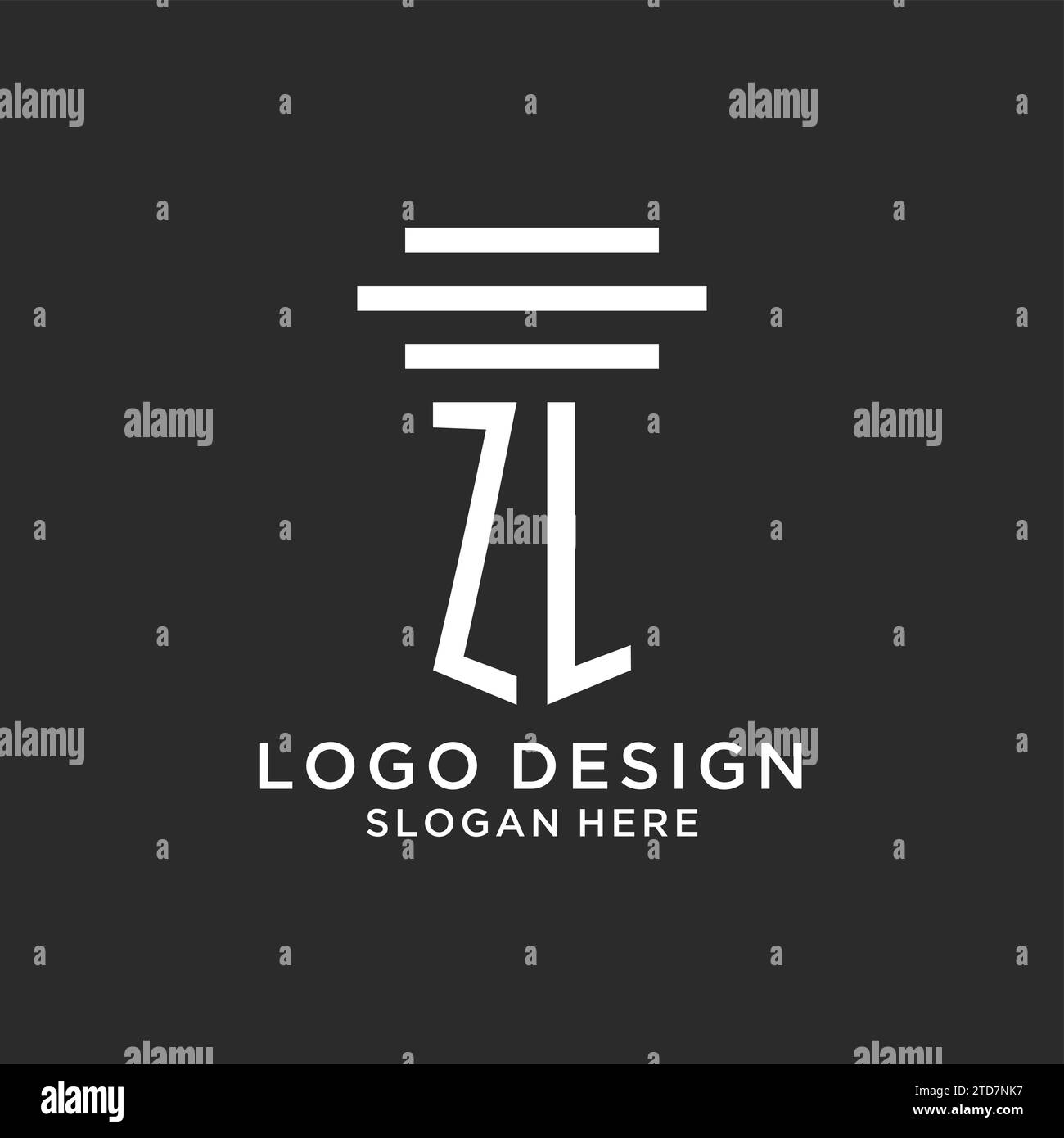 ZL initials with simple pillar logo design, creative legal firm logo vector graphic Stock Vector ...