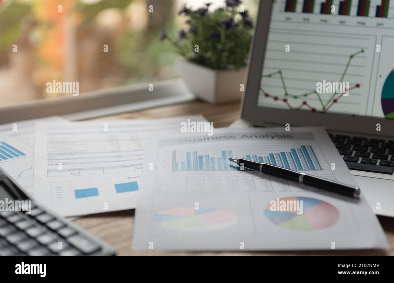 financial concept. business earning report and financial chart and ...