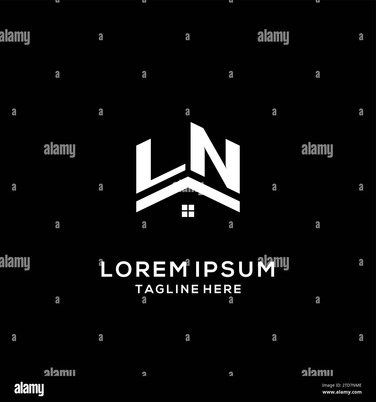 Initial LN logo with abstract home roof, simple and clean real estate logo design vector graphic ...