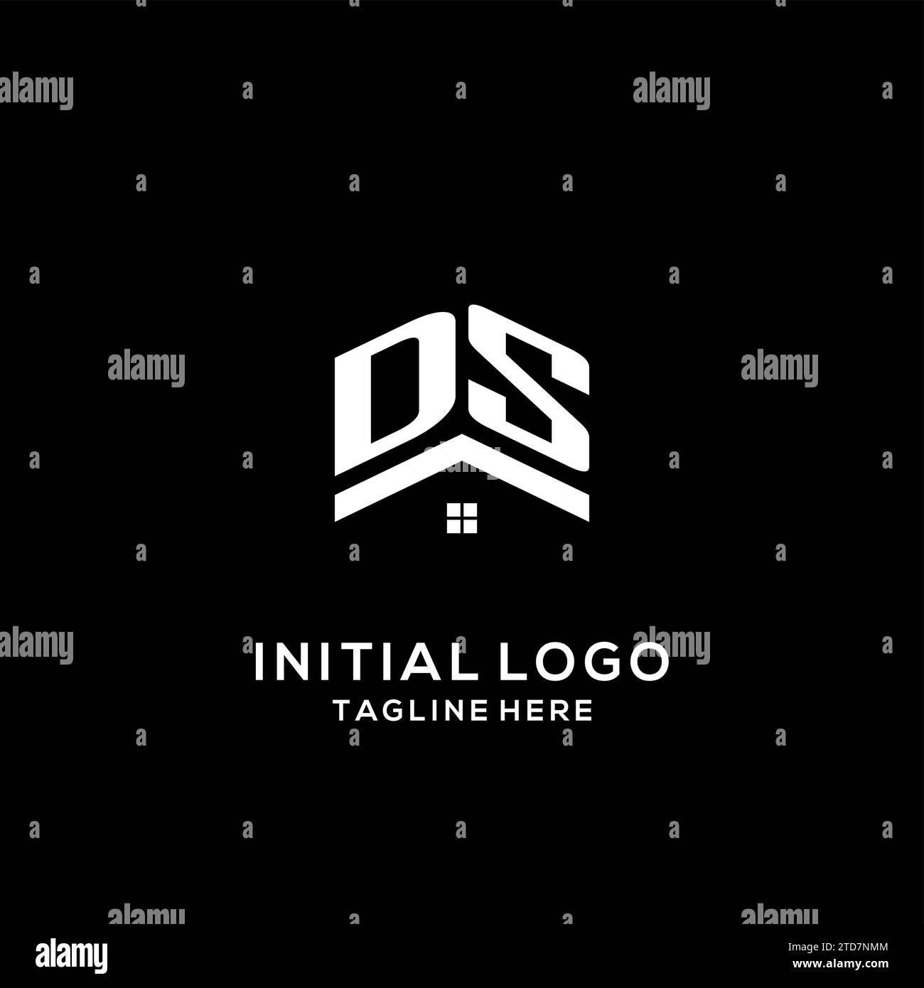 Initial DS logo with abstract home roof, simple and clean real estate ...