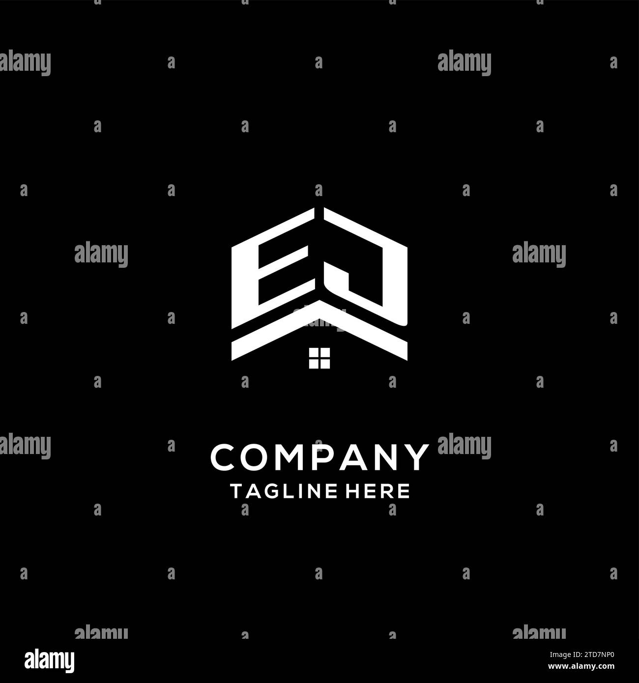 Initial EJ logo with abstract home roof, simple and clean real estate logo design vector graphic ...