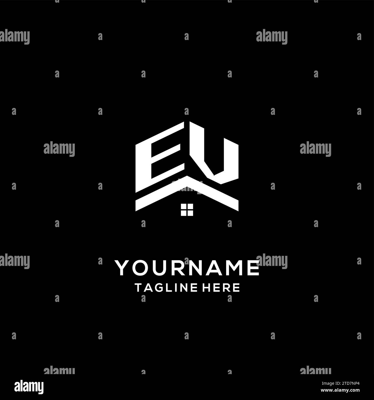 Initial EV logo with abstract home roof, simple and clean real estate ...