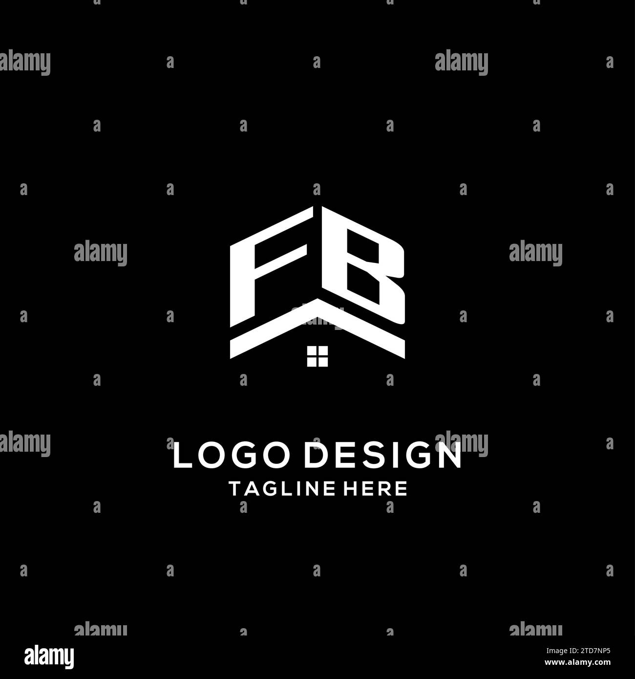 Initial FB logo with abstract home roof, simple and clean real estate ...