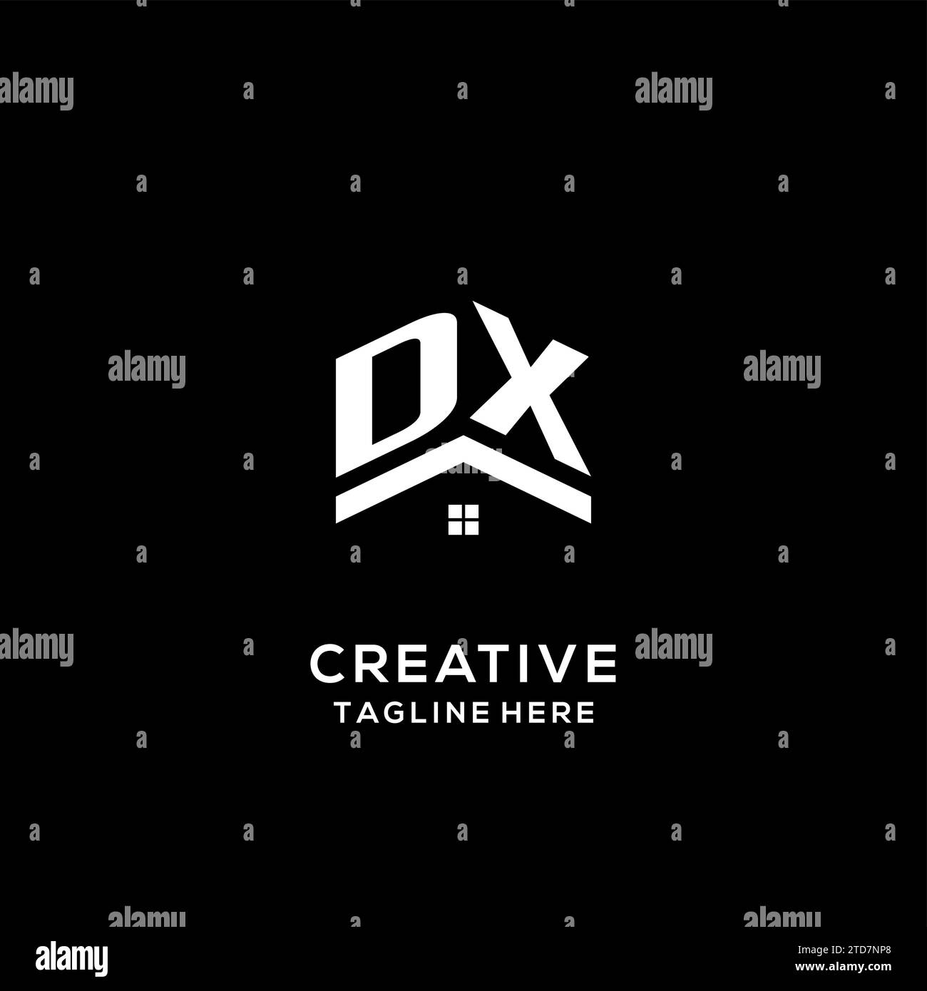 Initial DX logo with abstract home roof, simple and clean real estate ...