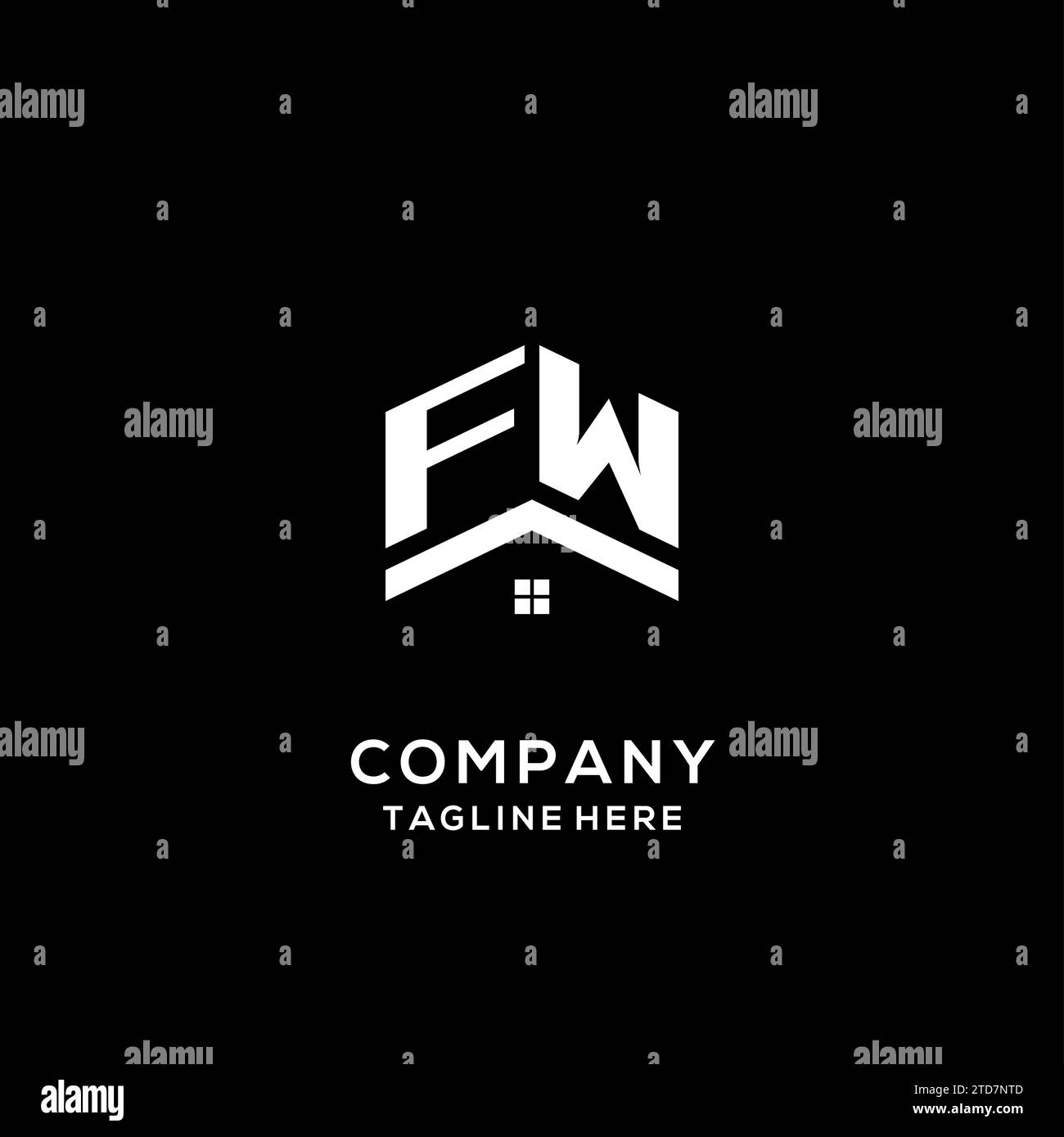 Initial FW logo with abstract home roof, simple and clean real estate ...