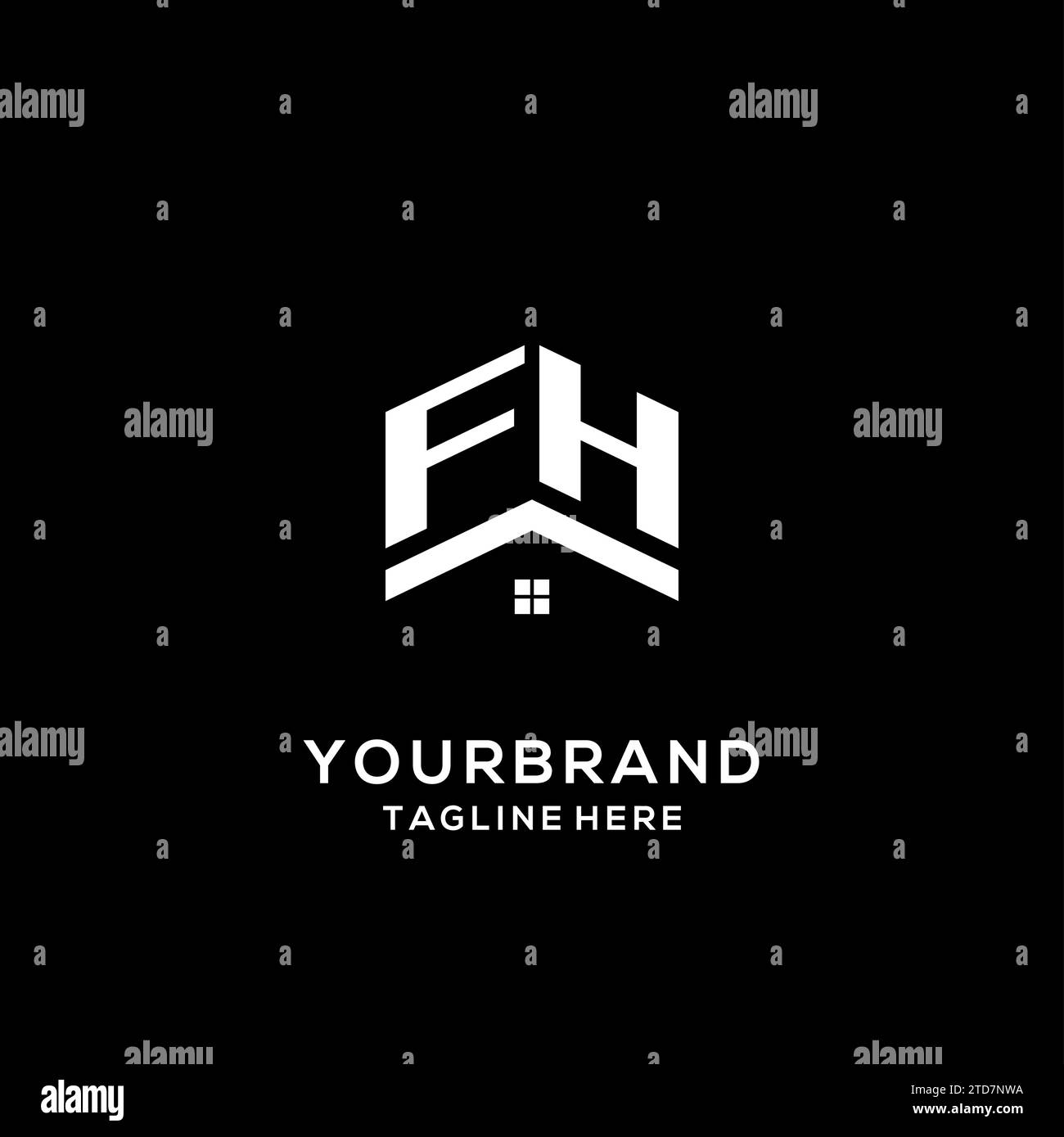 Initial FH logo with abstract home roof, simple and clean real estate ...
