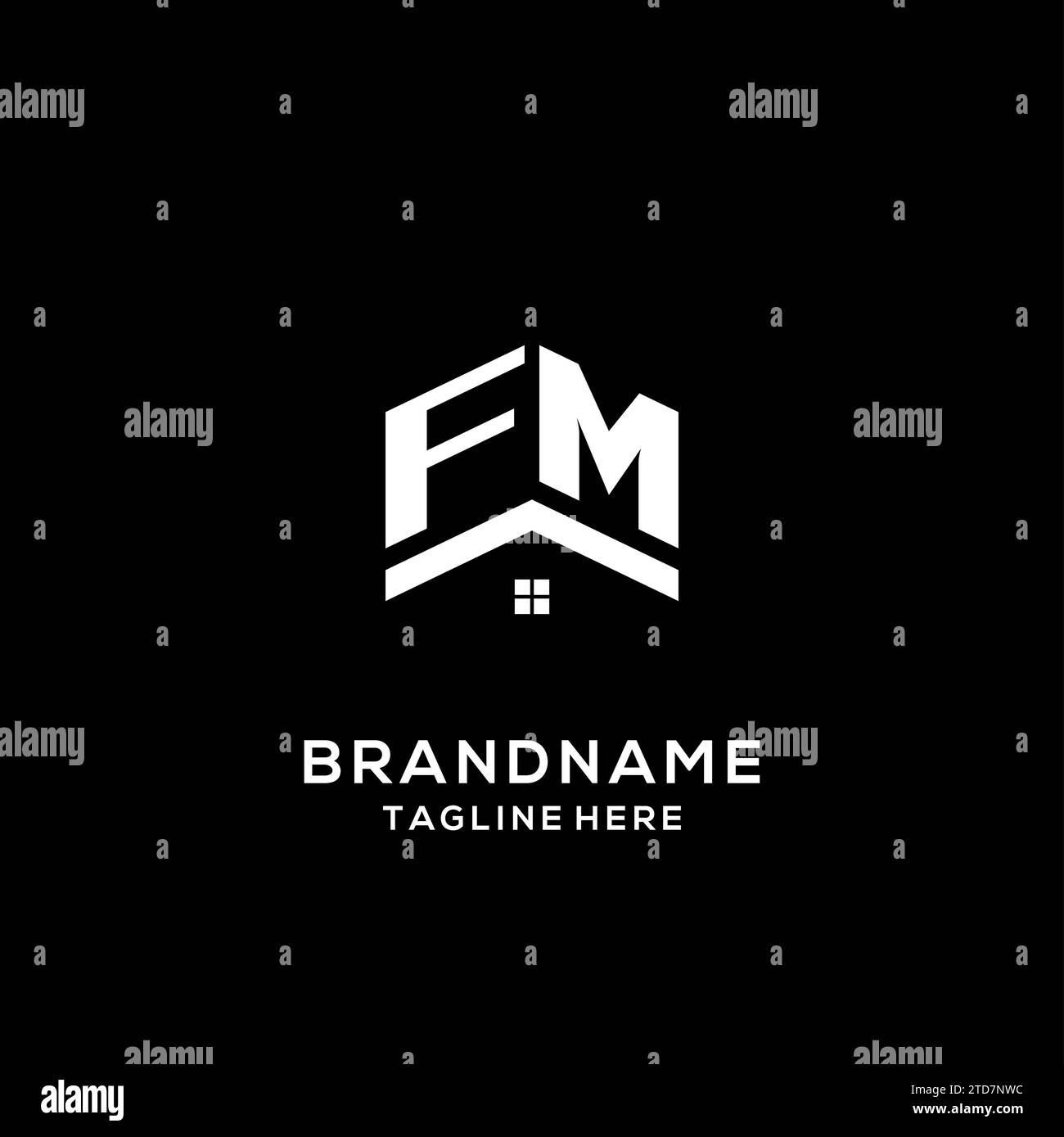 Initial FM logo with abstract home roof, simple and clean real estate ...