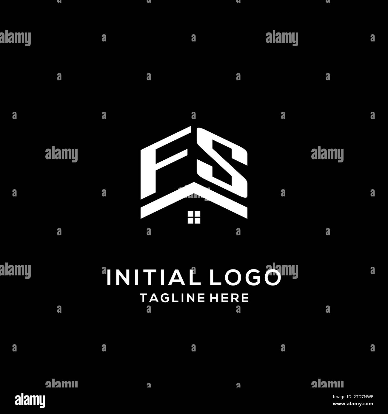 Initial FS logo with abstract home roof, simple and clean real estate ...