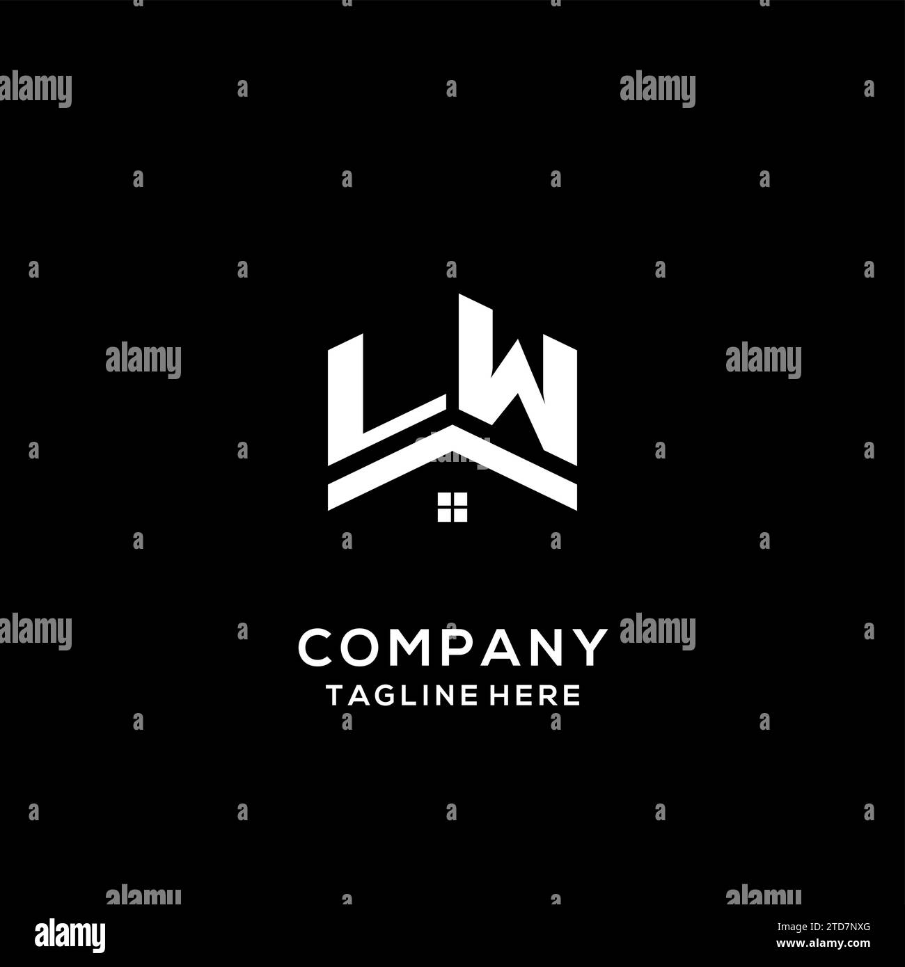 Initial LW logo with abstract home roof, simple and clean real estate ...