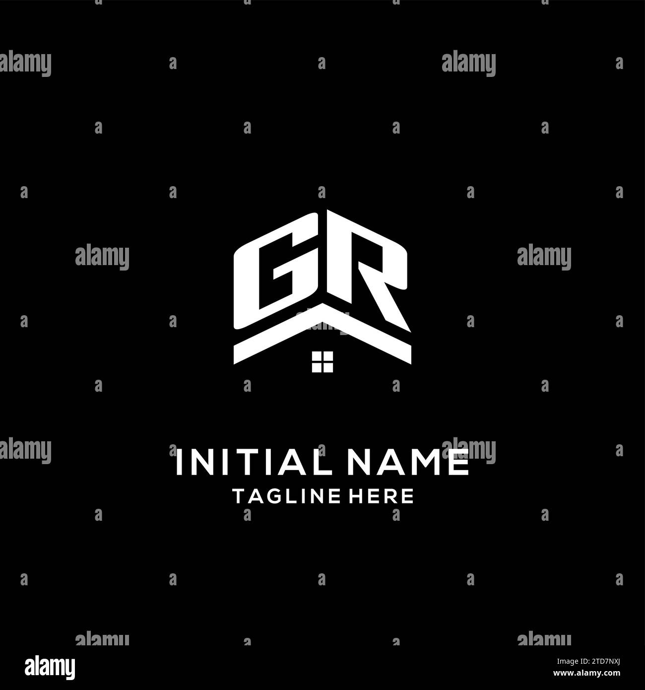 Initial GR logo with abstract home roof, simple and clean real estate ...