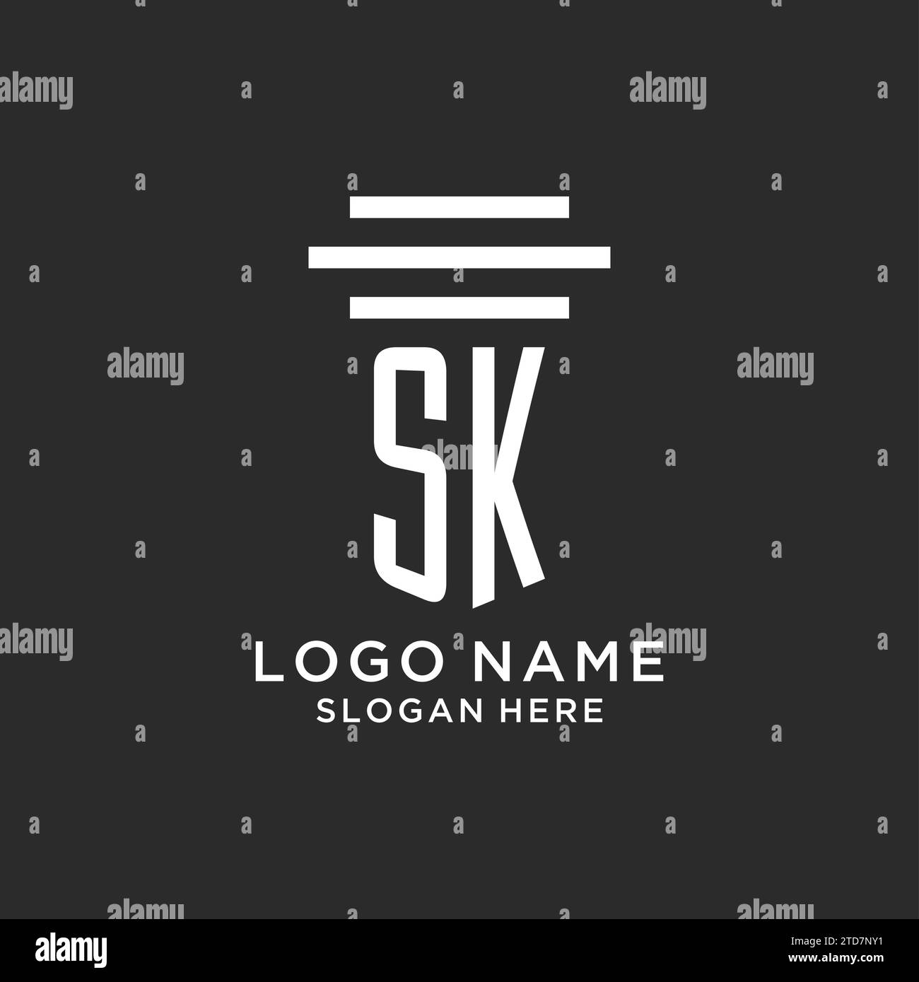 SK initials with simple pillar logo design, creative legal firm logo ...