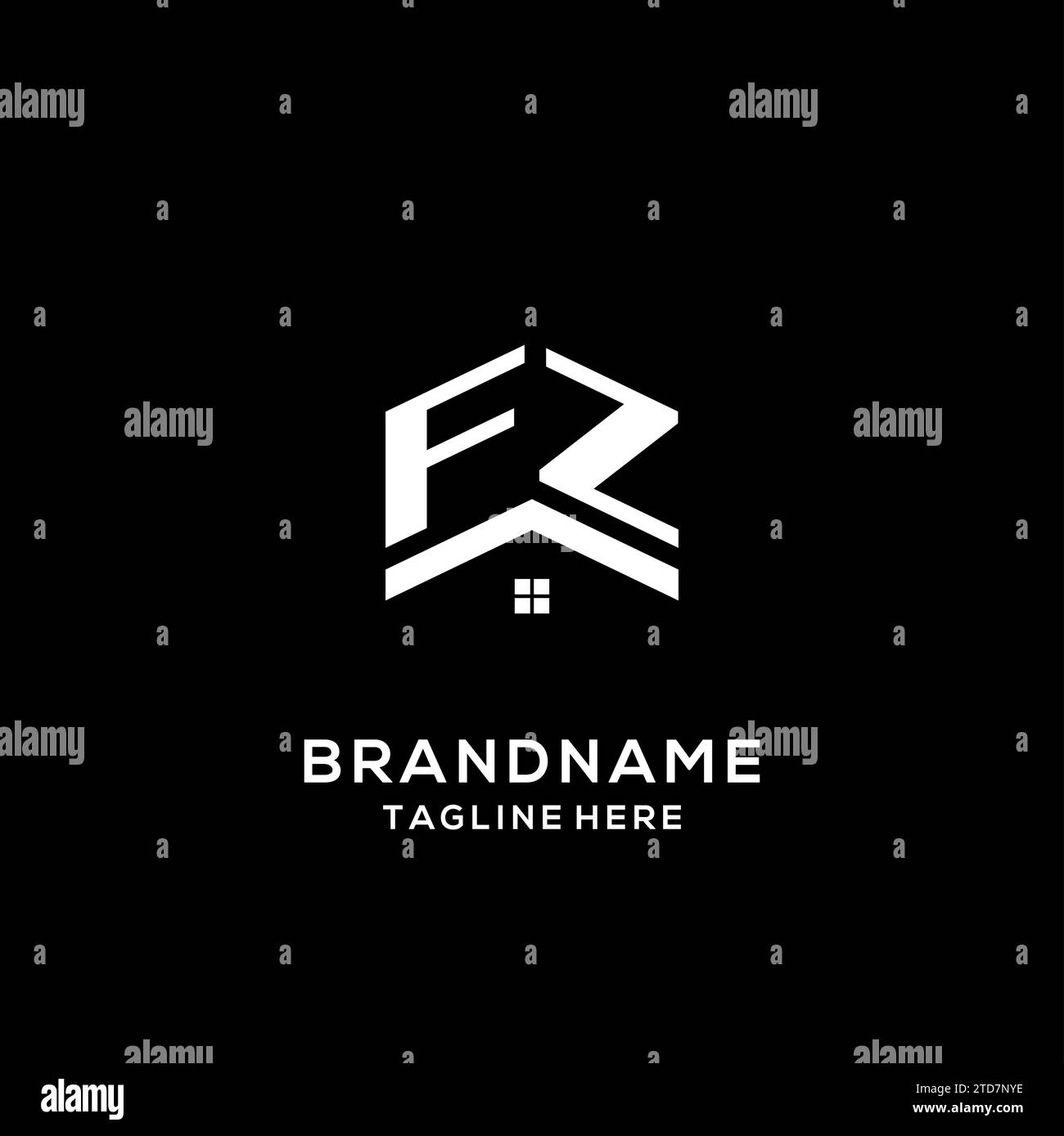 Initial FZ logo with abstract home roof, simple and clean real estate ...