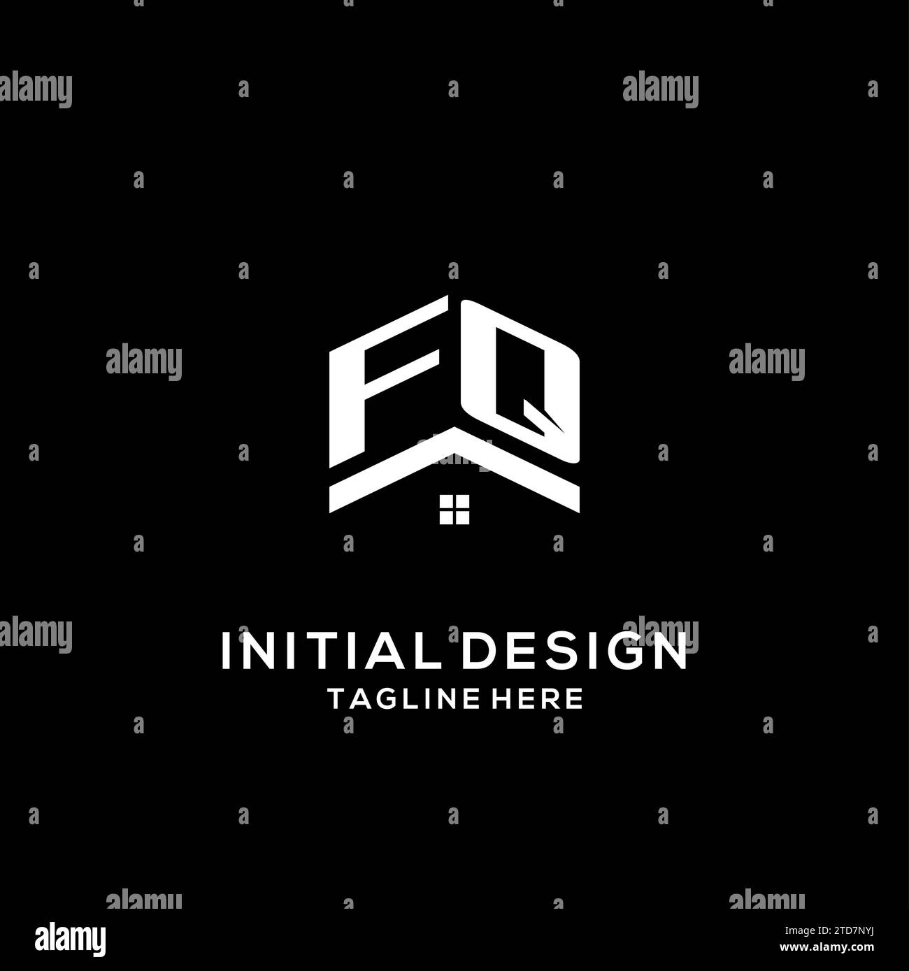 Initial FQ logo with abstract home roof, simple and clean real estate ...