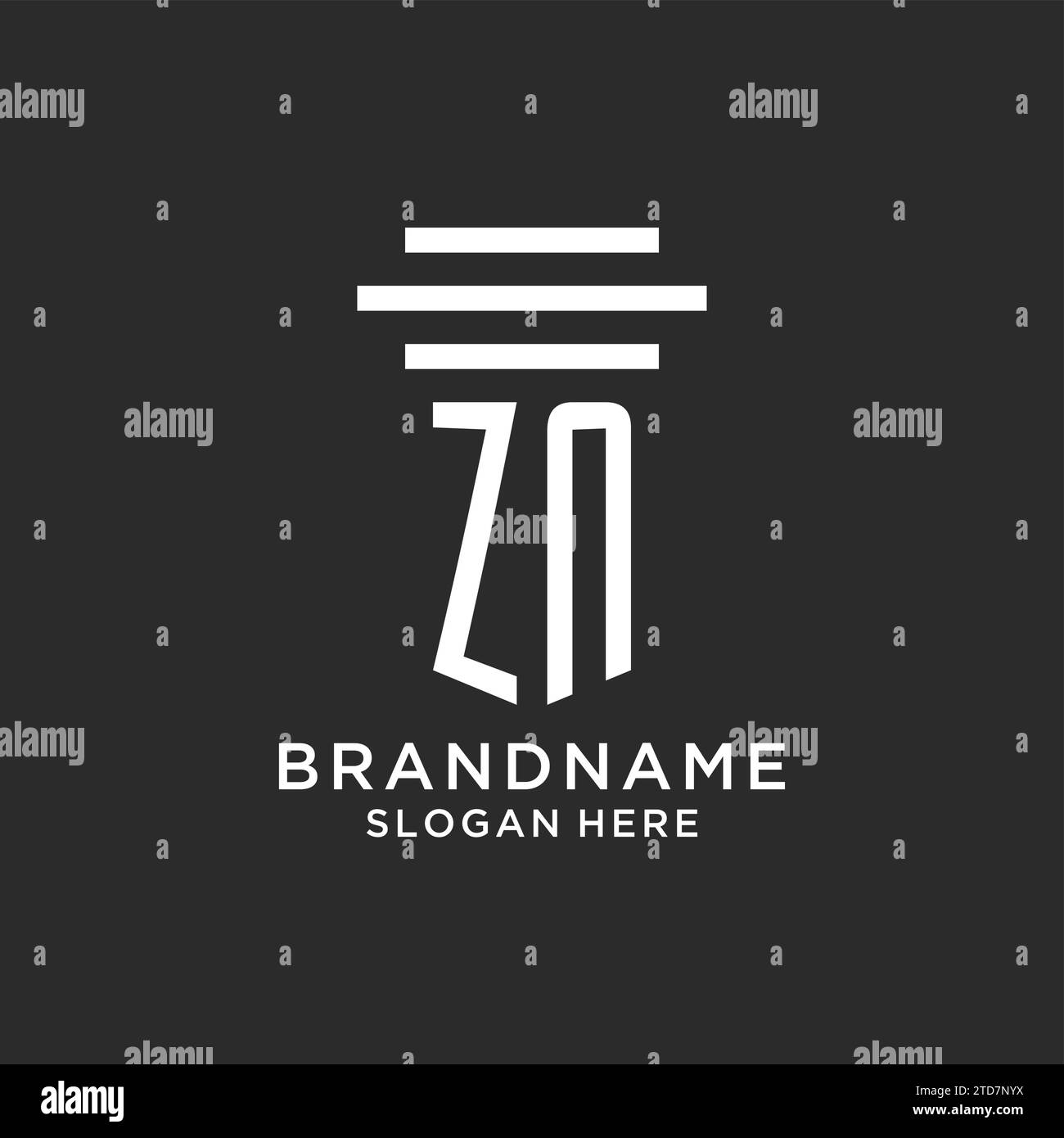 ZN initials with simple pillar logo design, creative legal firm logo vector graphic Stock Vector ...