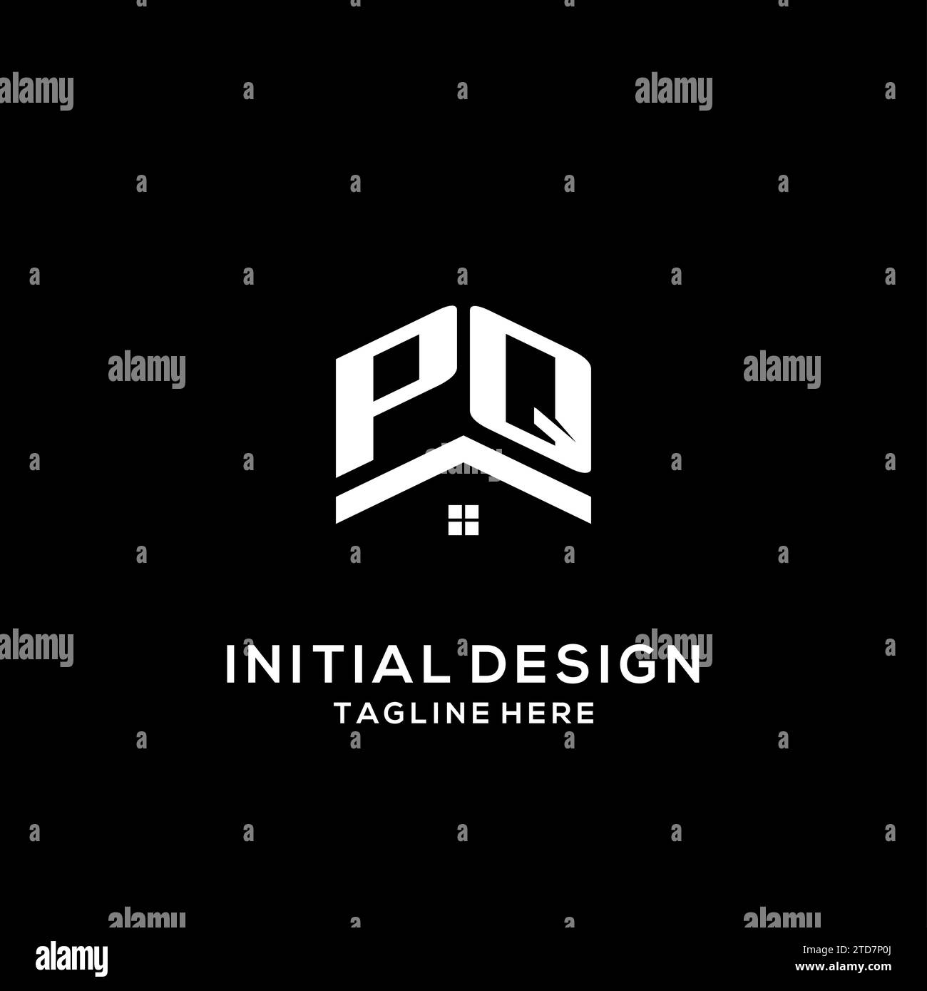 Initial PQ logo with abstract home roof, simple and clean real estate ...
