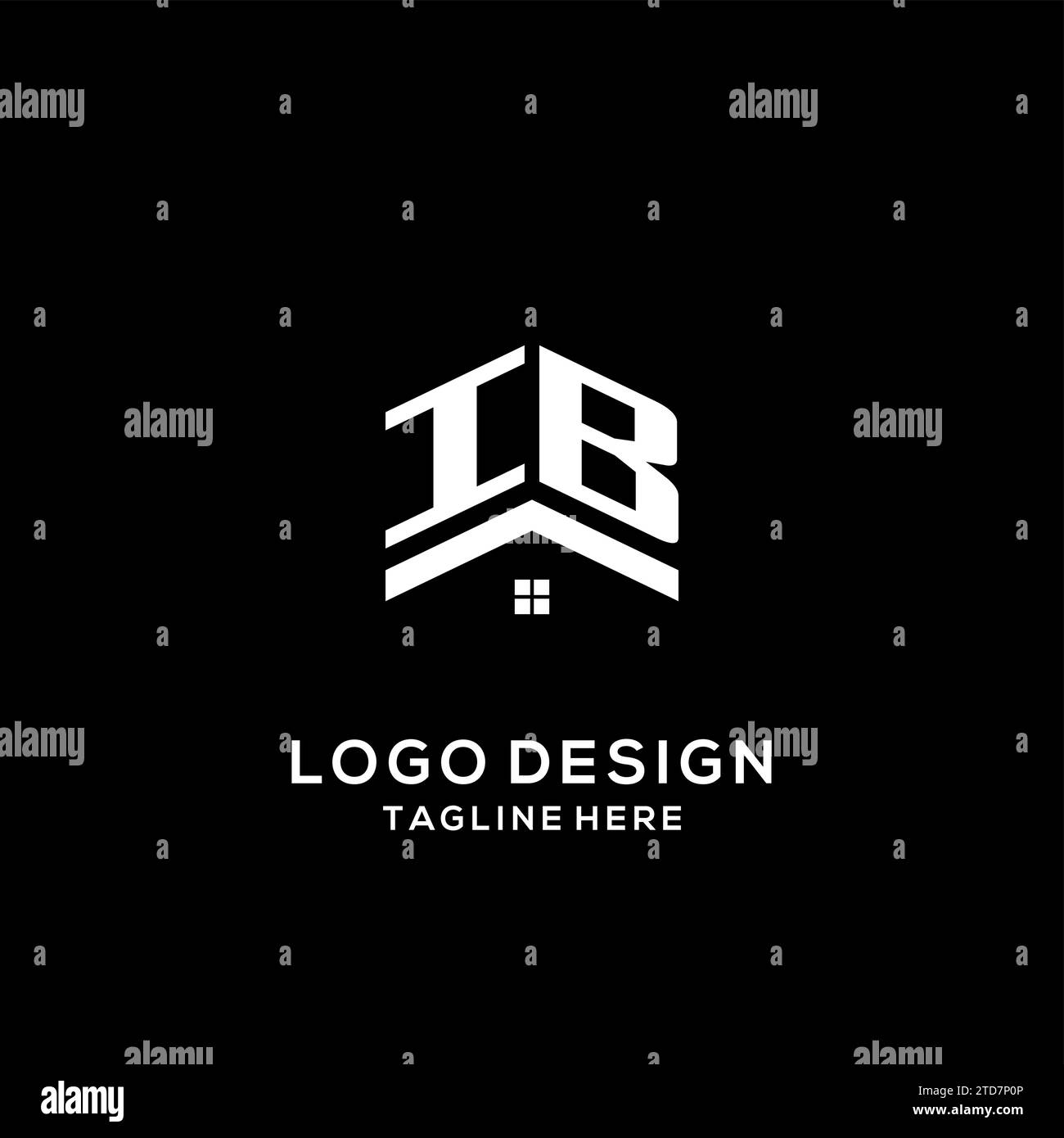 Initial IB logo with abstract home roof, simple and clean real estate ...