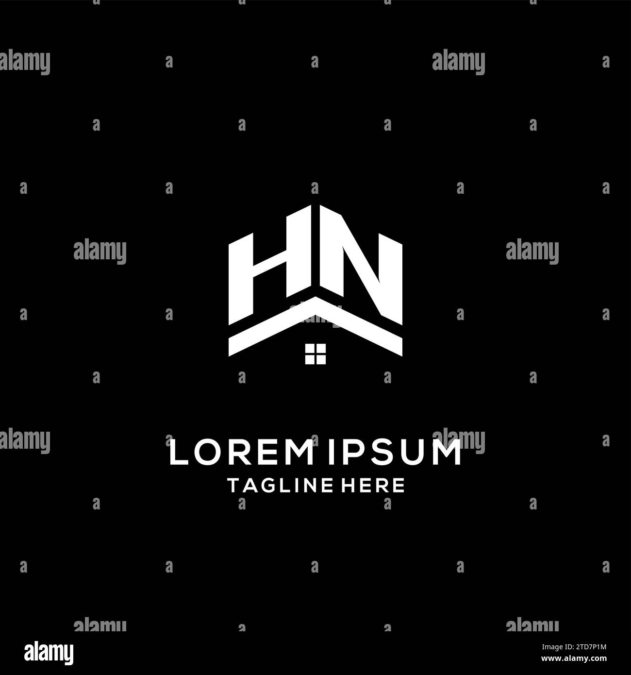 Initial HN logo with abstract home roof, simple and clean real estate ...
