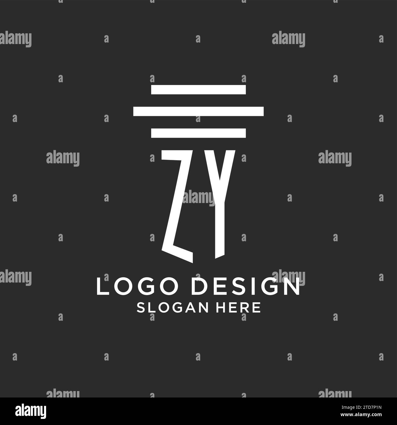 ZY initials with simple pillar logo design, creative legal firm logo vector graphic Stock Vector ...