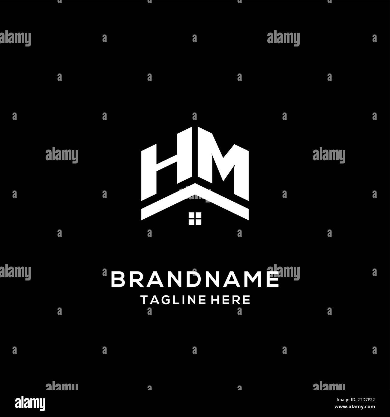 Initial HM logo with abstract home roof, simple and clean real estate ...