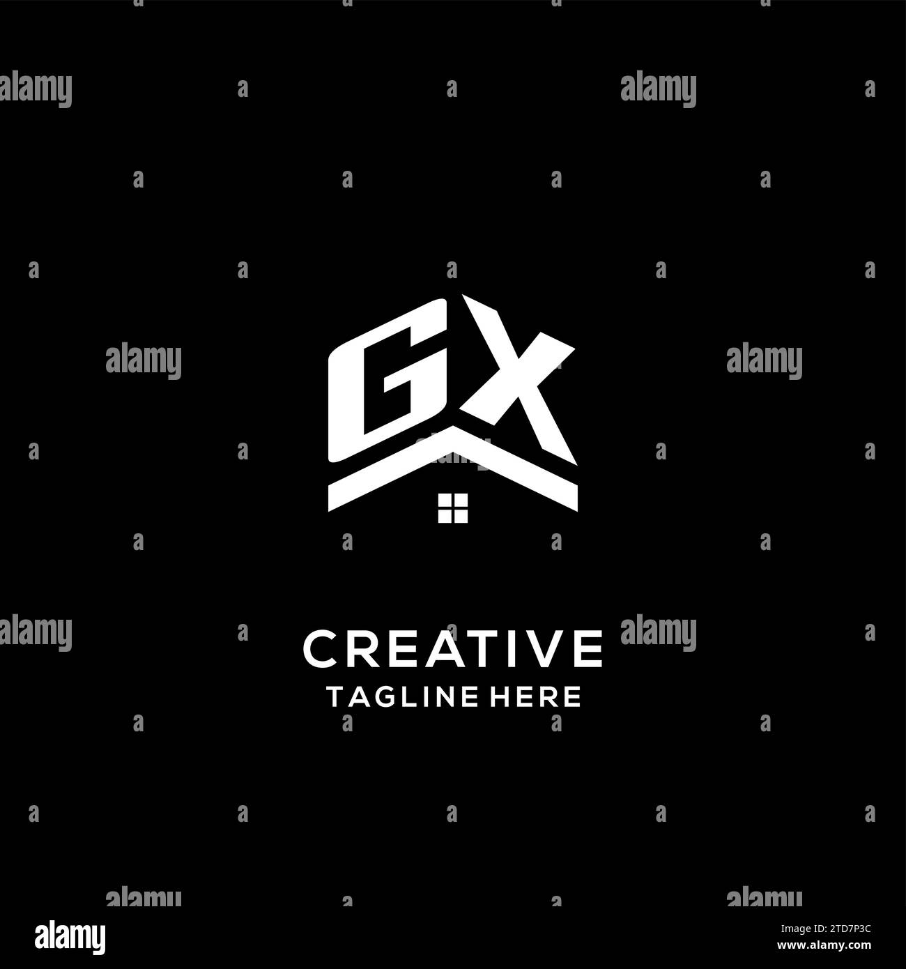 Initial GX logo with abstract home roof, simple and clean real estate ...