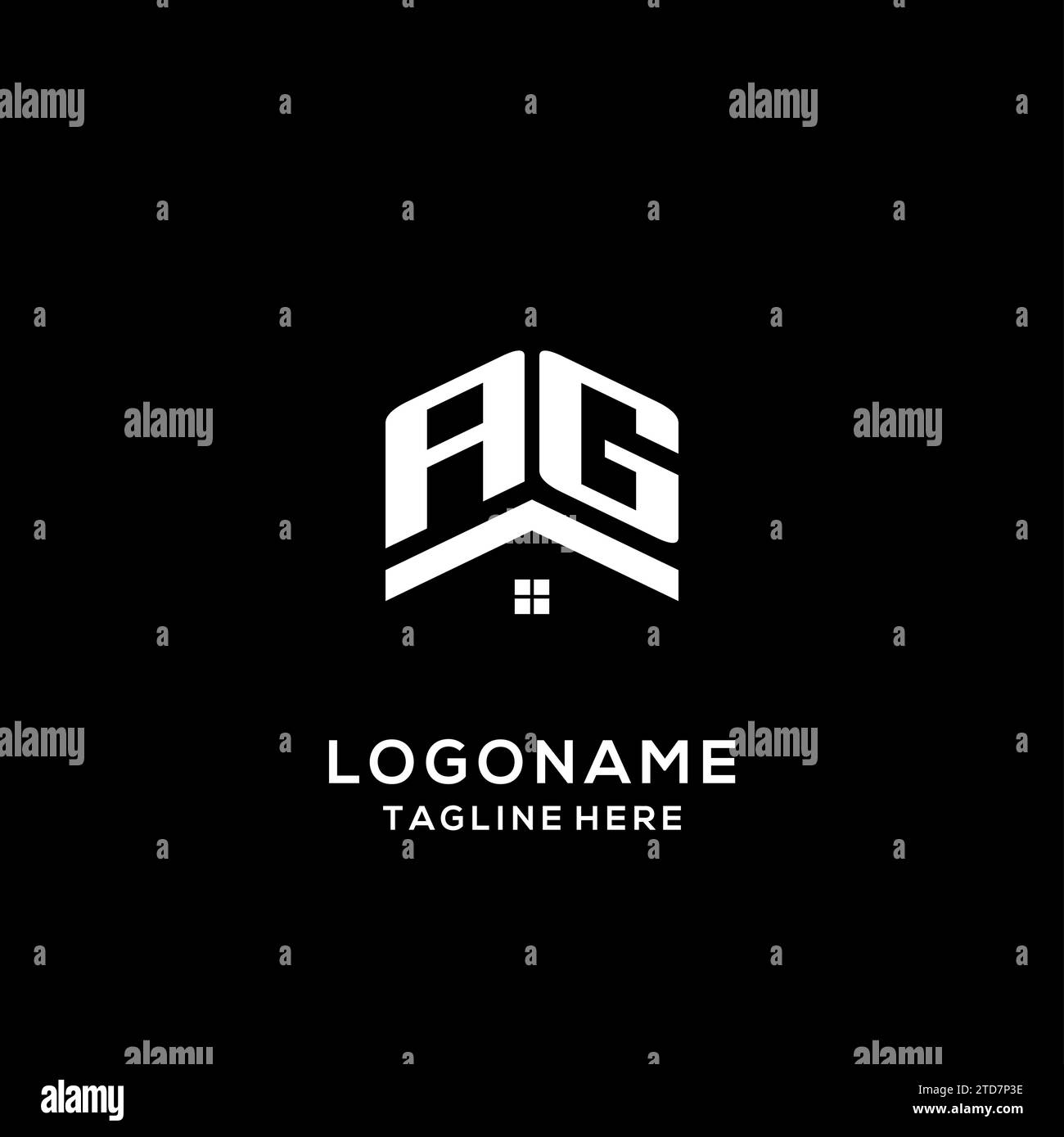 Initial AG logo with abstract home roof, simple and clean real estate ...