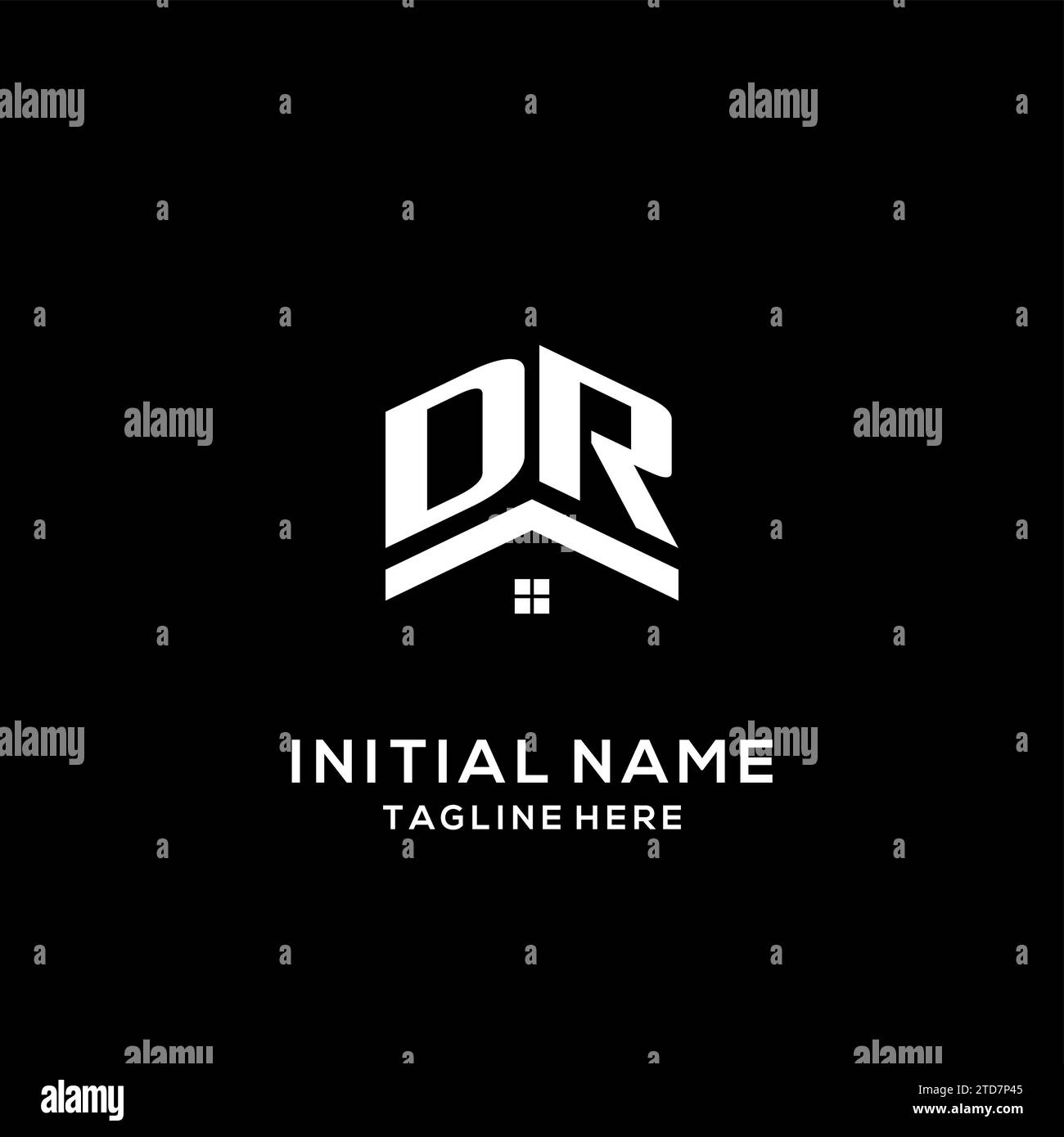 Initial DR logo with abstract home roof, simple and clean real estate ...