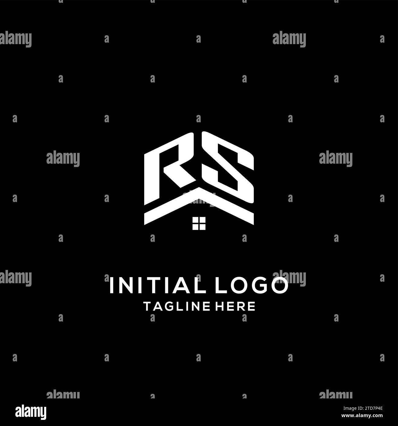 Initial RS logo with abstract home roof, simple and clean real estate ...