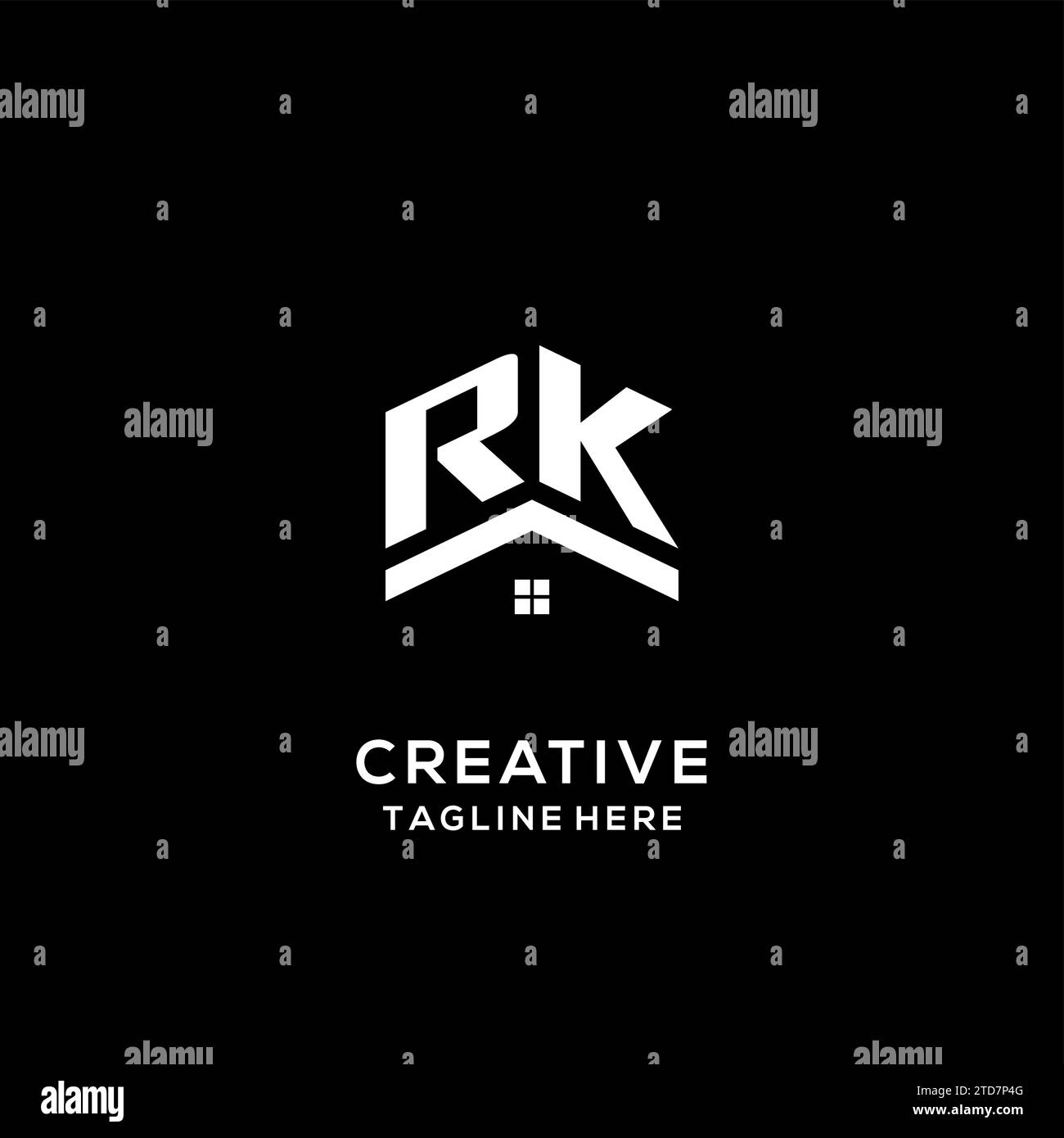 Initial RK logo with abstract home roof, simple and clean real estate ...