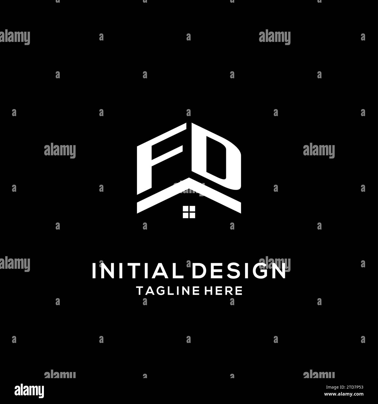 Initial FD logo with abstract home roof, simple and clean real estate ...