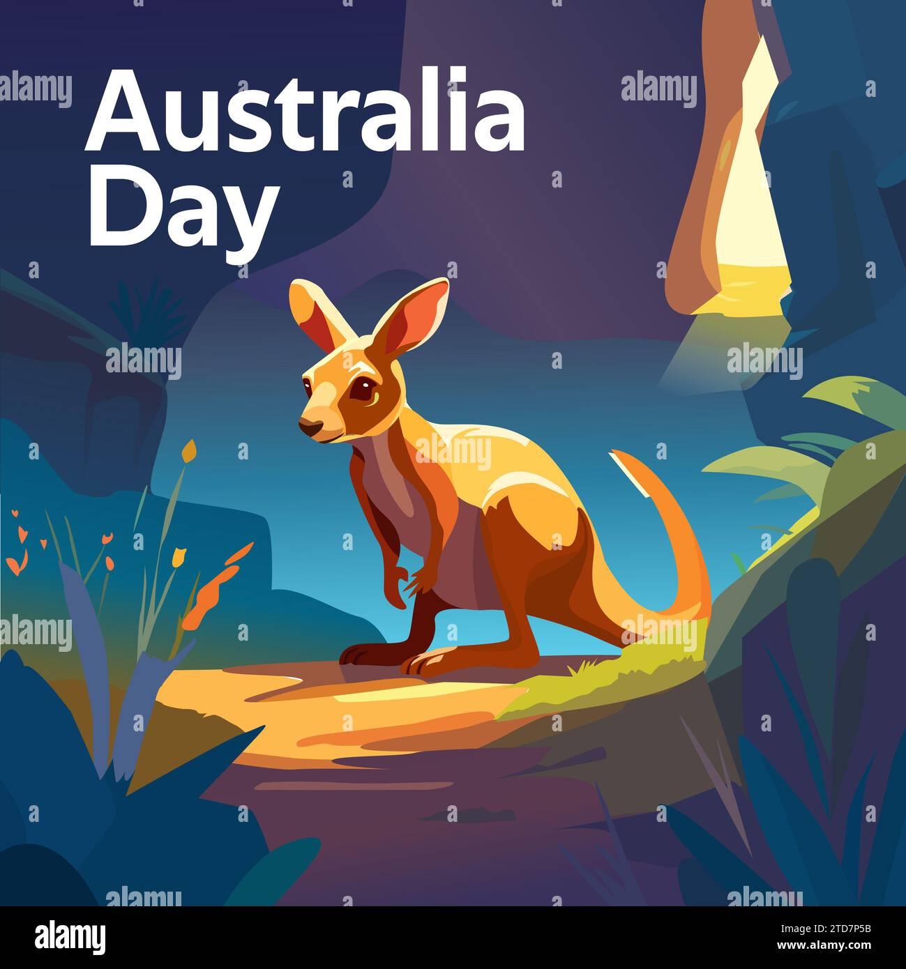 australia day kangaroo animal design illustration Stock Photo - Alamy