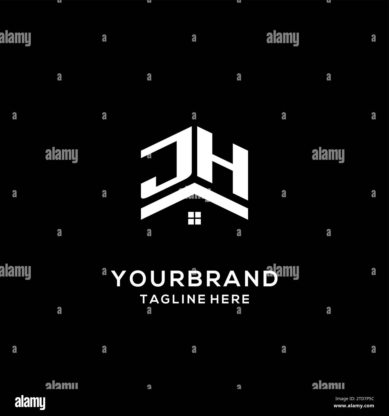 Initial JH logo with abstract home roof, simple and clean real estate ...