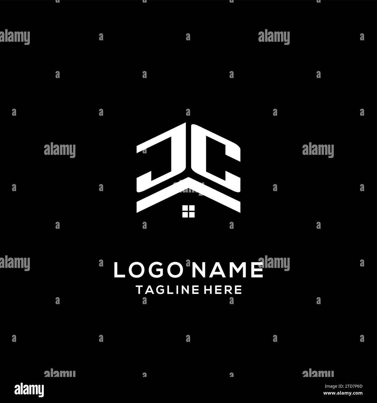 Initial JC logo with abstract home roof, simple and clean real estate ...
