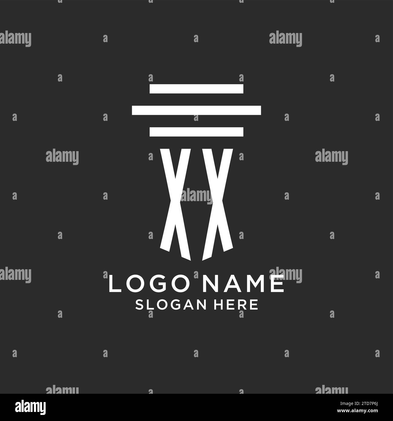 XX initials with simple pillar logo design, creative legal firm logo ...
